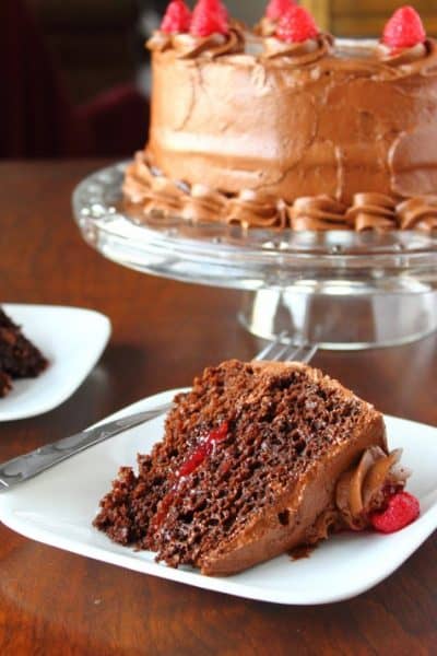 Chocolate Fudge Raspberry Cake - Countryside Cravings