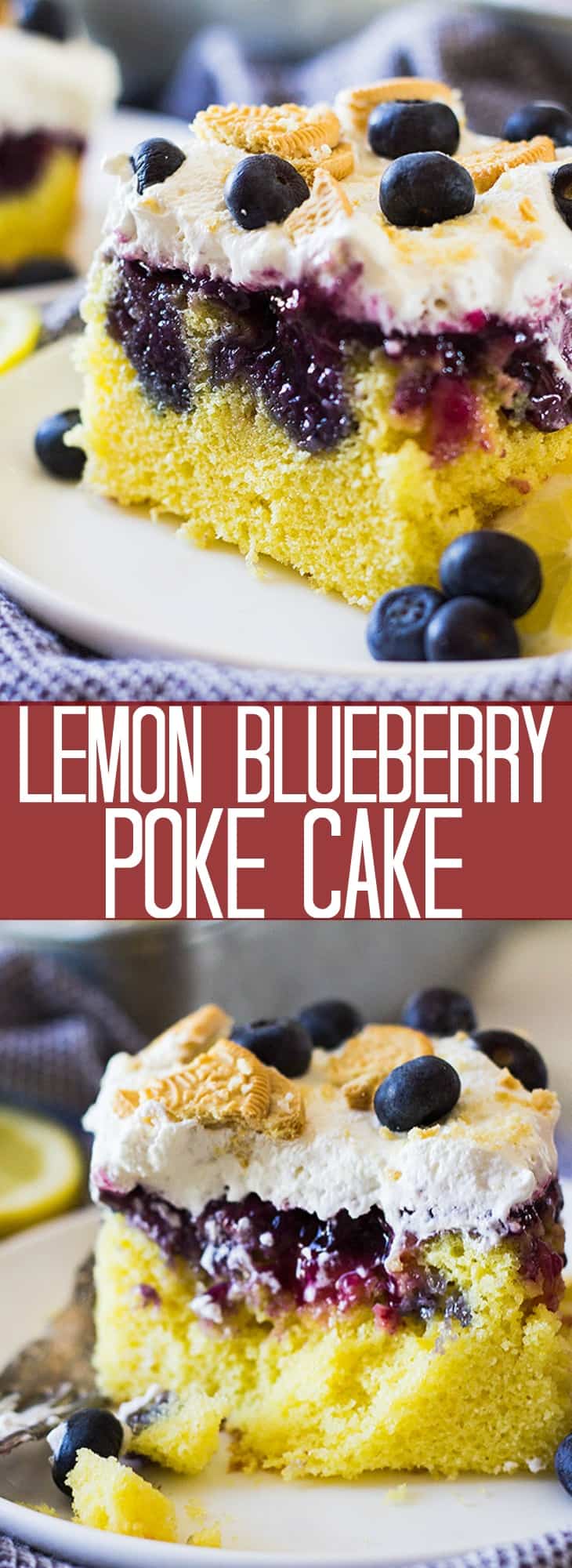 Lemon Poke Cake with Blueberry Sauce - Countryside Cravings