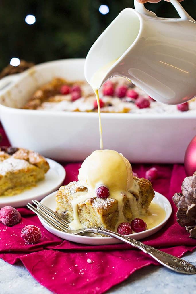 Cranberry Bread Pudding with Whiskey Cream Sauce - Countryside Cravings