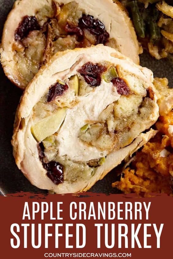 Apple Cranberry Stuffed Turkey Breast - Countryside Cravings