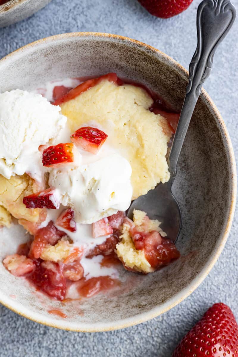 Strawberry Rhubarb Pudding Cake - Countryside Cravings